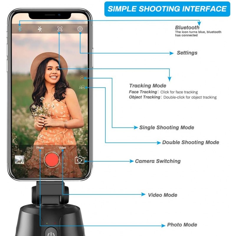 Auto Smart Shooting Selfie Stick Intelligent Follow Gimbal AI ...